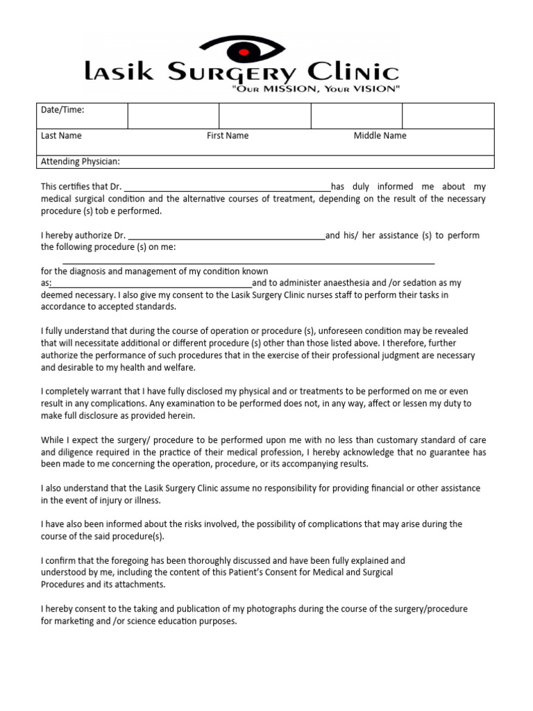 Patient Consent for Surgical Procedures | PDF | Informed Consent | Surgery