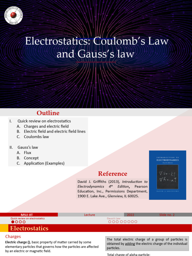 Topic 12 - Electrostatics Coulombs Law and Gauss's Law - Student | PDF ...