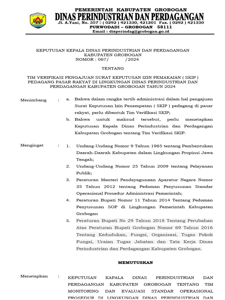 SK Tim Verifikasi Skip | PDF | Bisnis