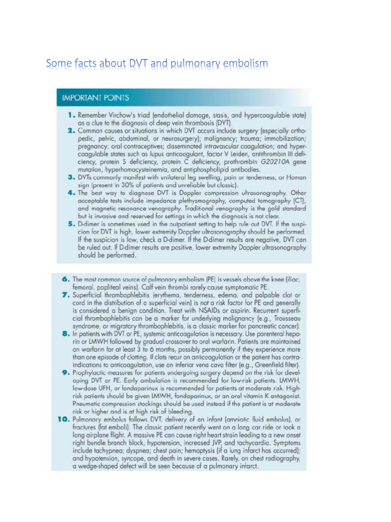 Some Facts About DVT and Pulmonary Embolism | PDF | Medicine | Health Care