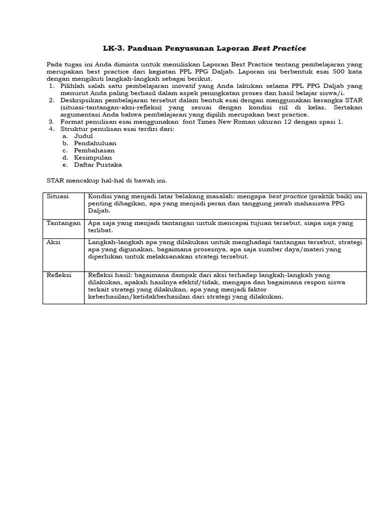 Best Practice PPL 1 Siklus 1 | PDF