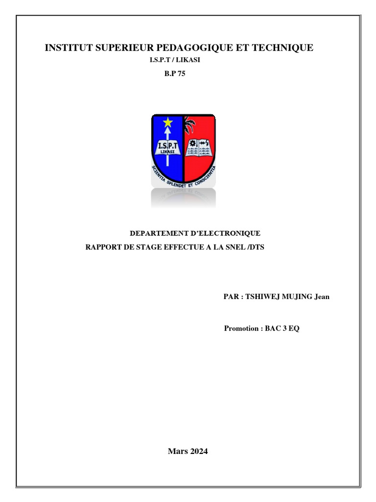 Rapport de stage à la SNEL Kinshasa | PDF | Fibre optique | Débit binaire