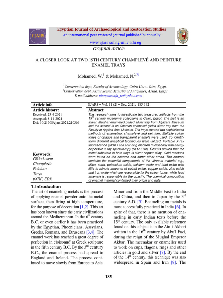 EJARS Volume 11 Issue 2 Pages 185-192 | PDF | Vitreous Enamel | Glasses