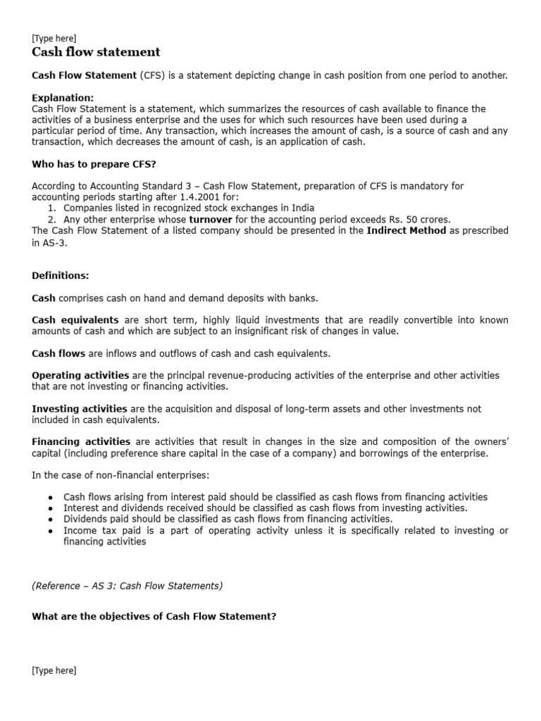 Cash Flow Statement.docx | PDF | Cash Flow Statement | Dividend