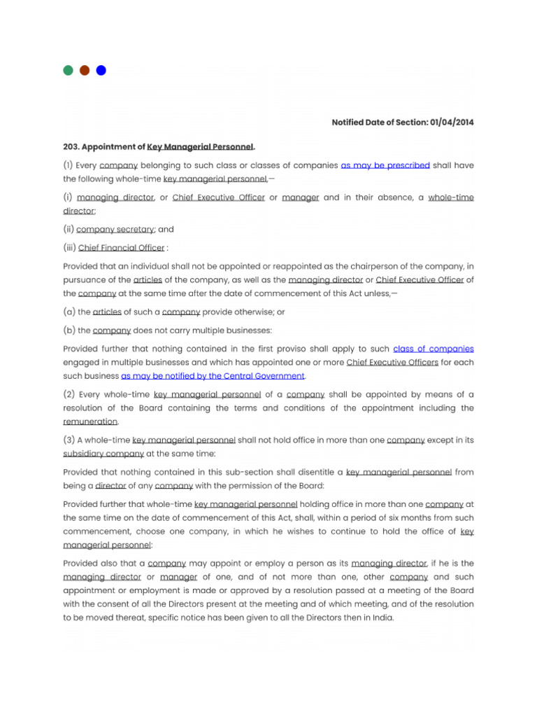 Appointment of Key Managerial Personnel | PDF