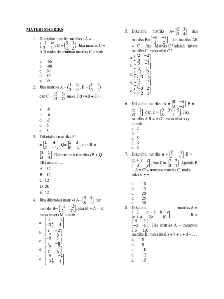 Matriks 1 | PDF | Metode & Bahan Ajar