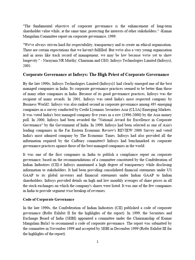 Corporate Governance_ Infosys | PDF | Corporate Governance | Board Of ...