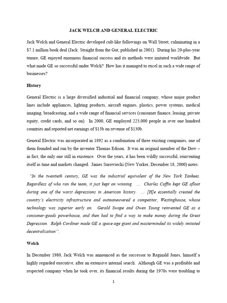 Jack Welch's Impact on GE Success | PDF | General Electric