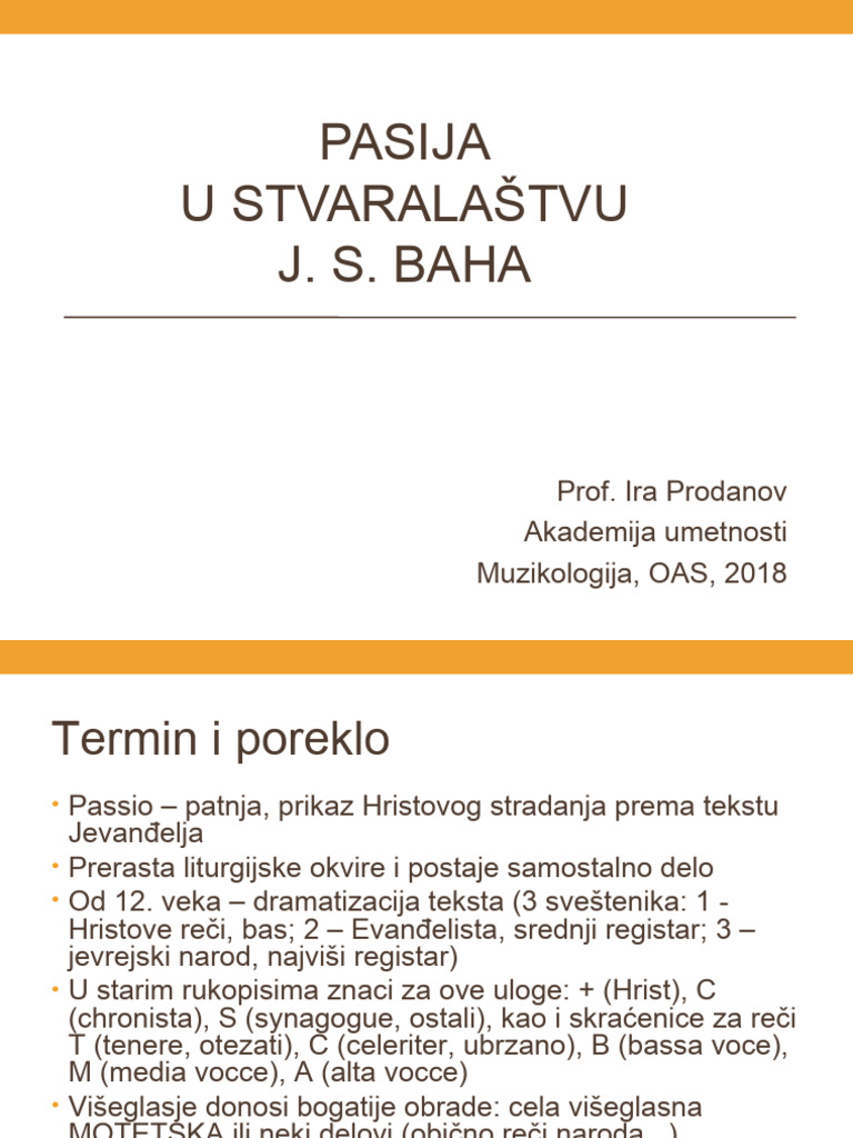 Bahove Pasije | PDF