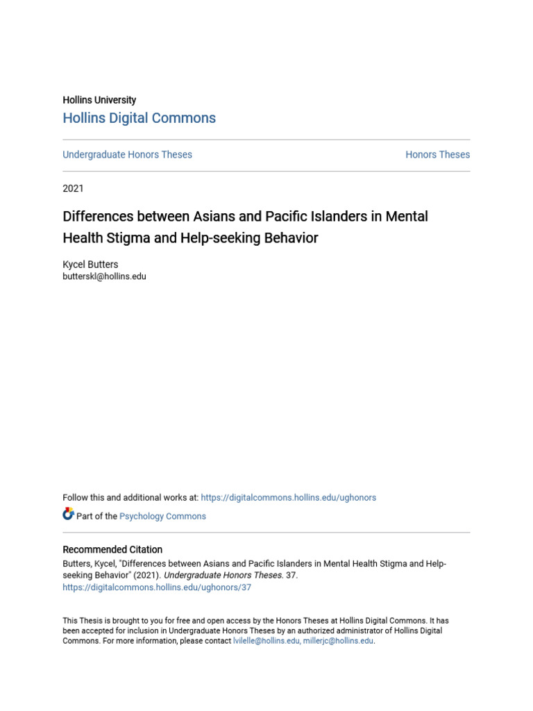 Differences Between Asians and Pacific Islanders in Mental Health Stigma | Download Free PDF ...