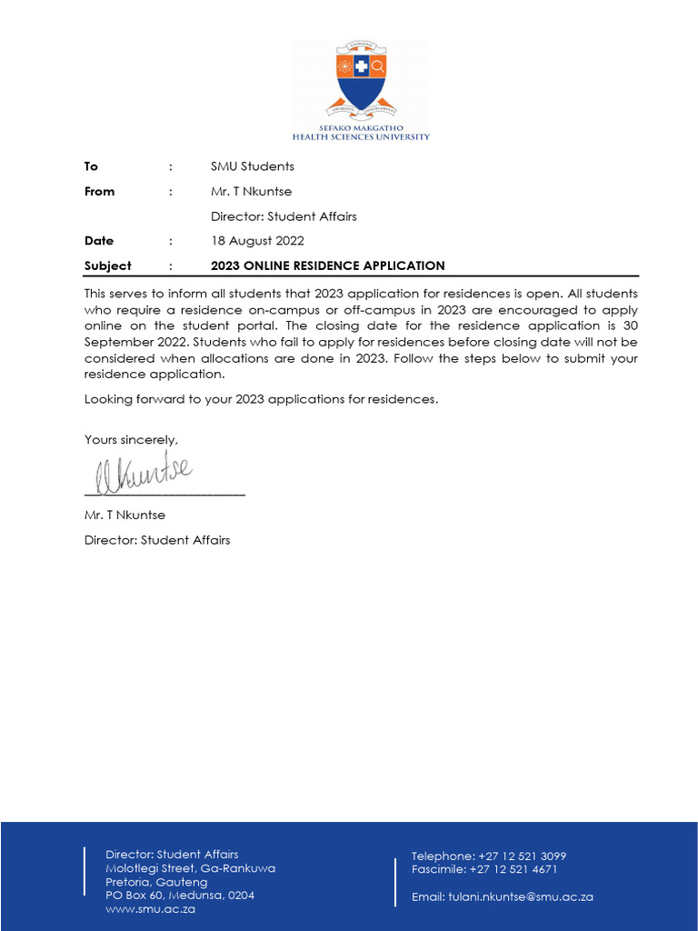 2023 Online Residence Application Student Notice | PDF