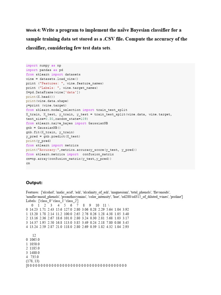 Week 4 Naive bayes classifier | PDF