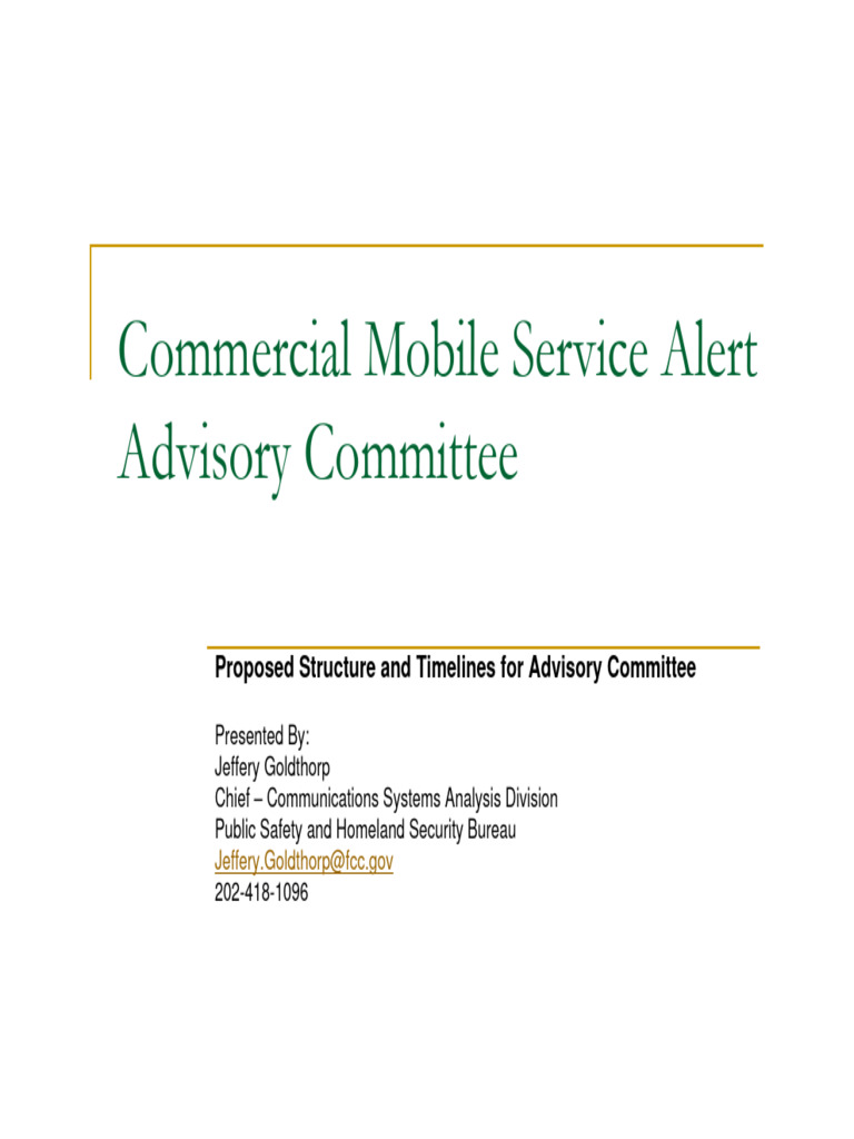CMS Emergency Alert Advisory Committee | PDF | Federal Communications ...