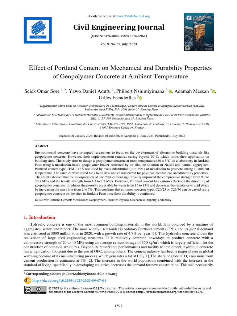 2023 - Omar-Daniel Et Al | Download Free PDF | Concrete | Cement