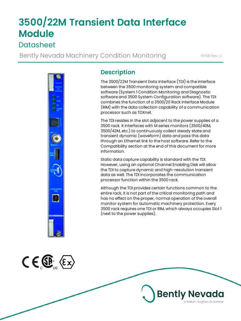 3500-22M Transient Data Interface Module Datasheet - 161581 | PDF ...