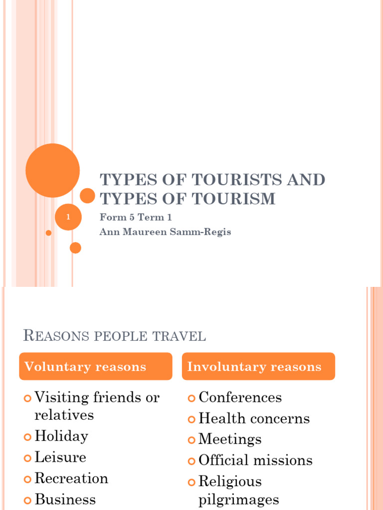 l2 Types of Tourists and Types of Tourism | PDF | Tourism | Resort
