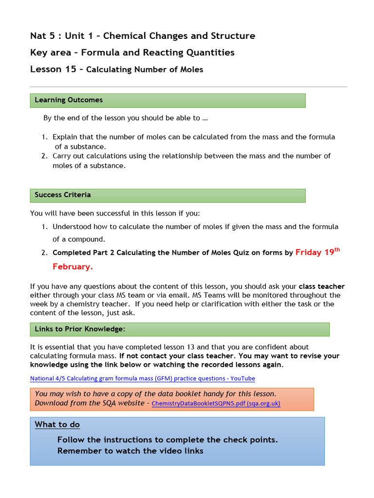 Week-6-lesson-15-Calculating-Number-of-Moles | Download Free PDF | Mole ...