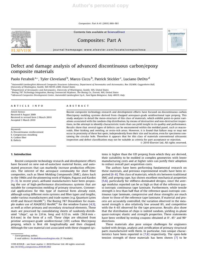 2010 JCOMA Chopped5 Defects PF Et Al | PDF | Ultrasound | Strength Of Materials
