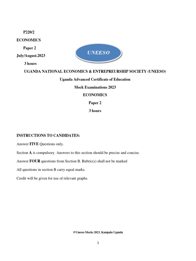 p2202 Econ Final | PDF | Economics | Uganda