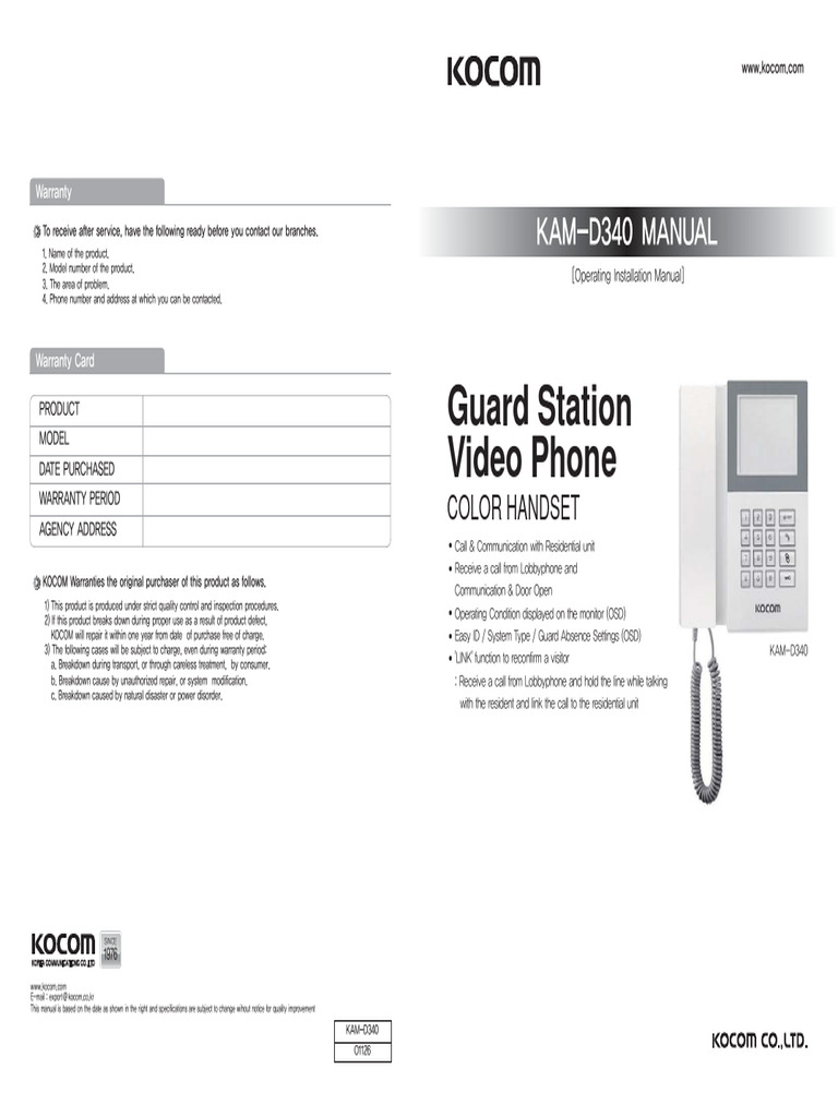 Video Phone User Guide | PDF