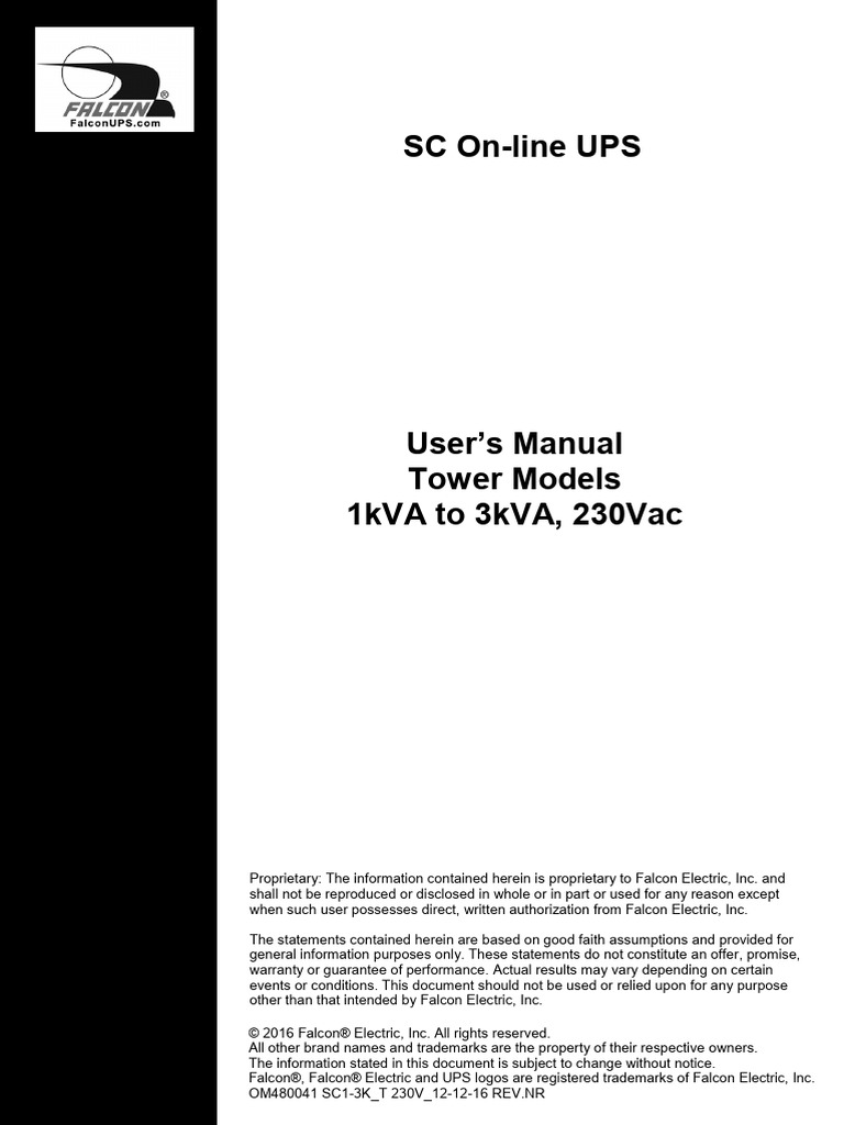 SC Ups Tower 230vac Users Manual | PDF | Power Inverter | Rectifier