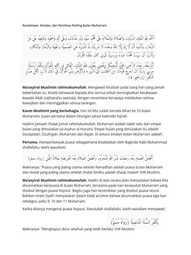 Khutbah Jumat 10 Muharram | PDF