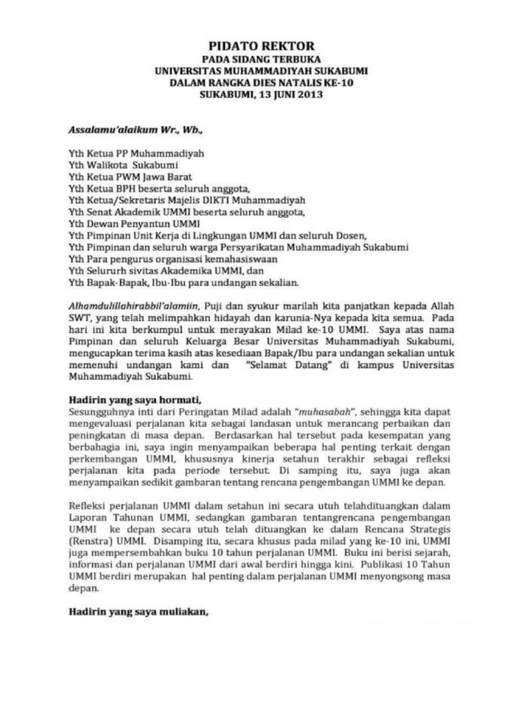 Draft Pidato Rektor Cetak (No Edit) | PDF