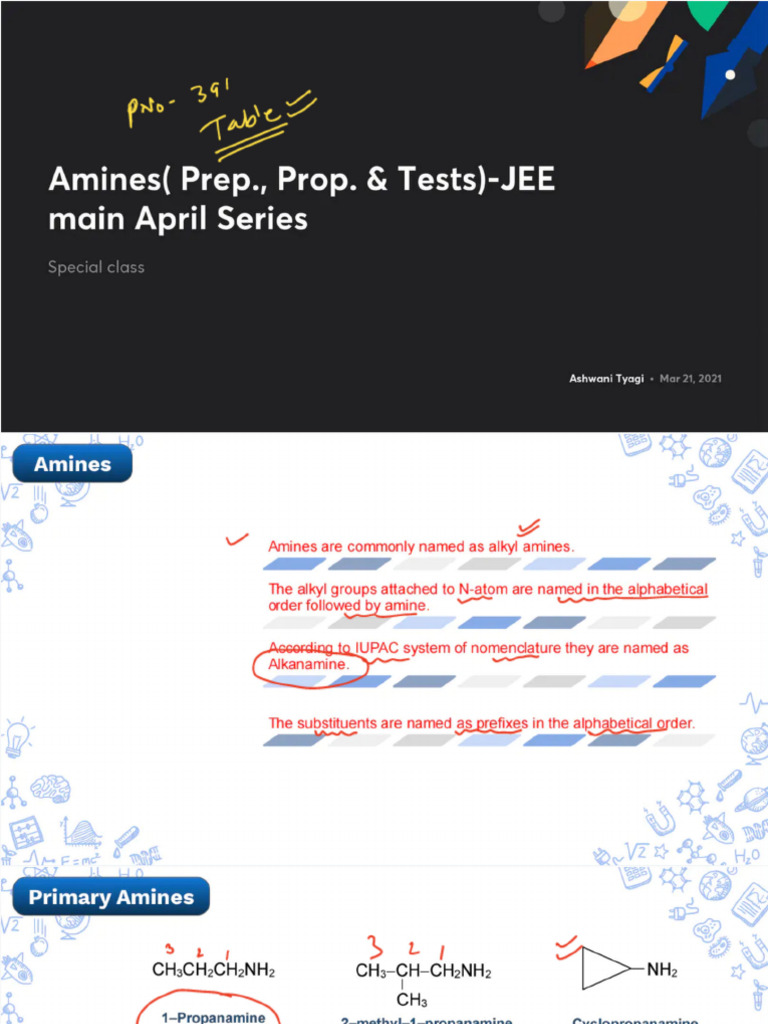 Amines(+Prep.,+Prop.+&+Tests) JEE+Main+April+Series | PDF