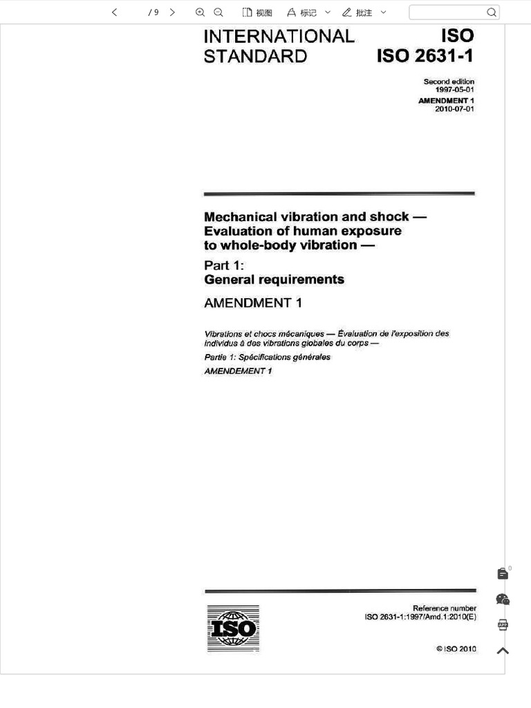 ISO 2631-1-1997 Amd1-2010 - Mechanical Vibration and Shock - Evaluation of Human Exposure ...