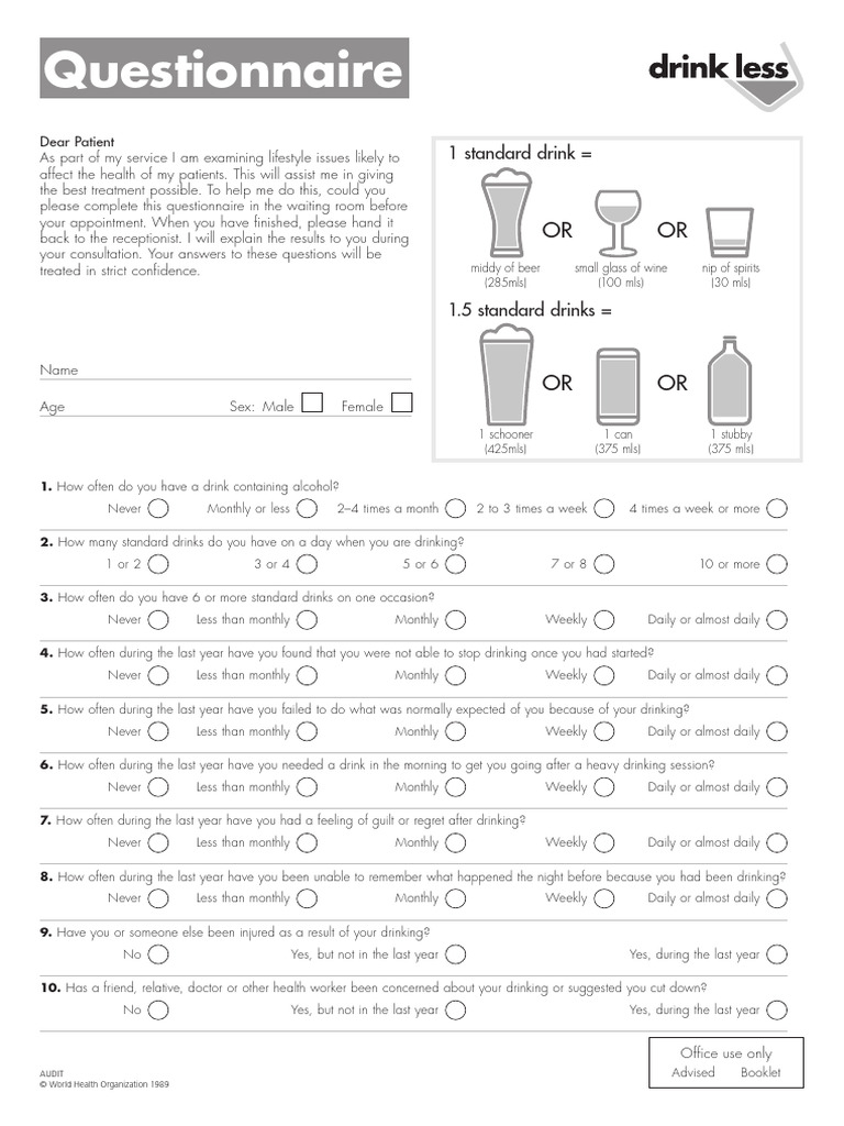drink_less_questionnaire | PDF | Drink | Alcohol