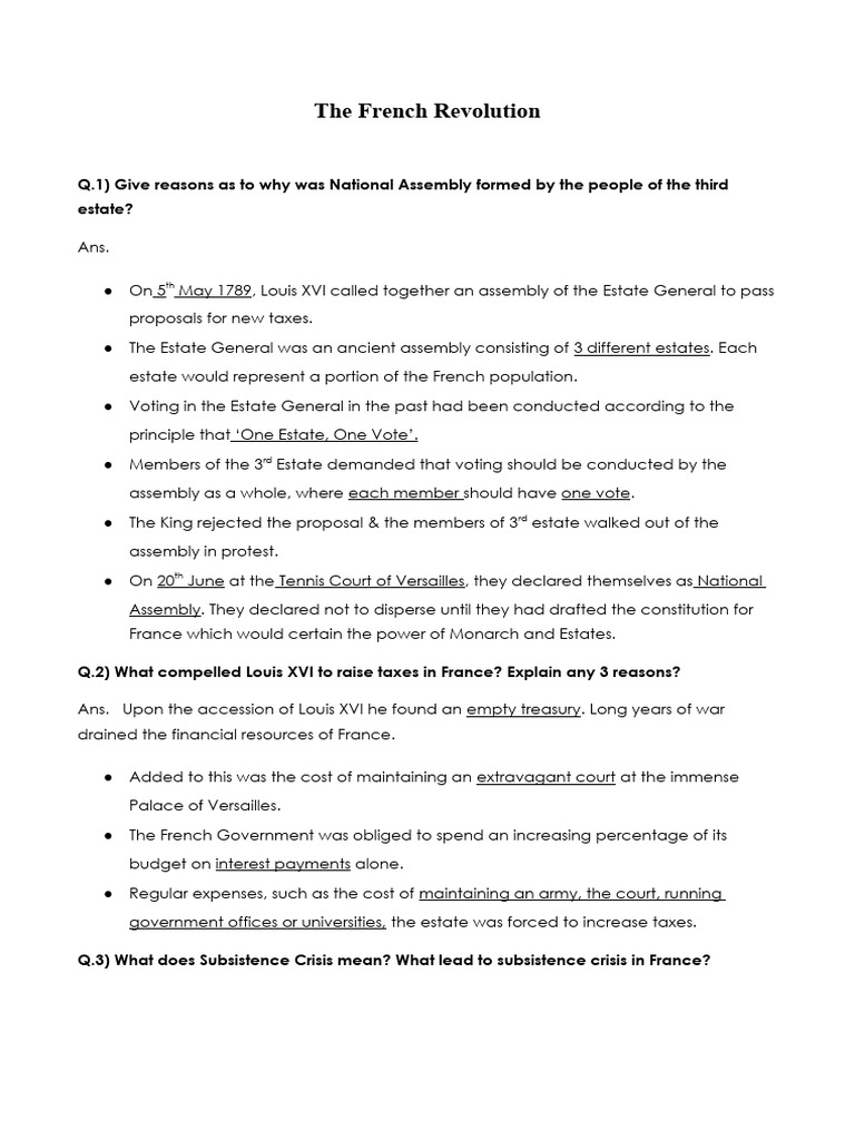 French Revolution Notes | PDF | French Revolution | France