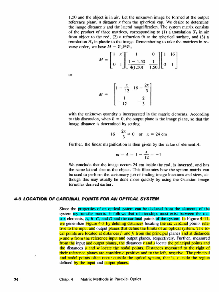 Location of Cardinal Points For An Optical System | PDF | Atomic ...