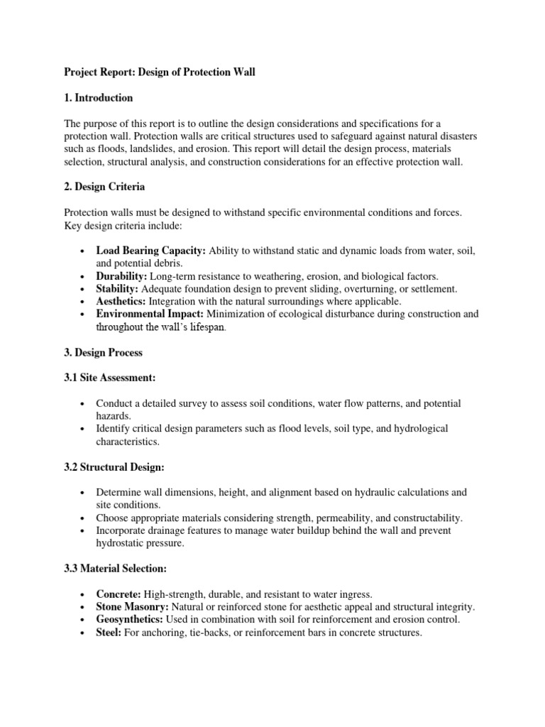 Project Report Design of Protection Wall | PDF | Concrete | Sustainability