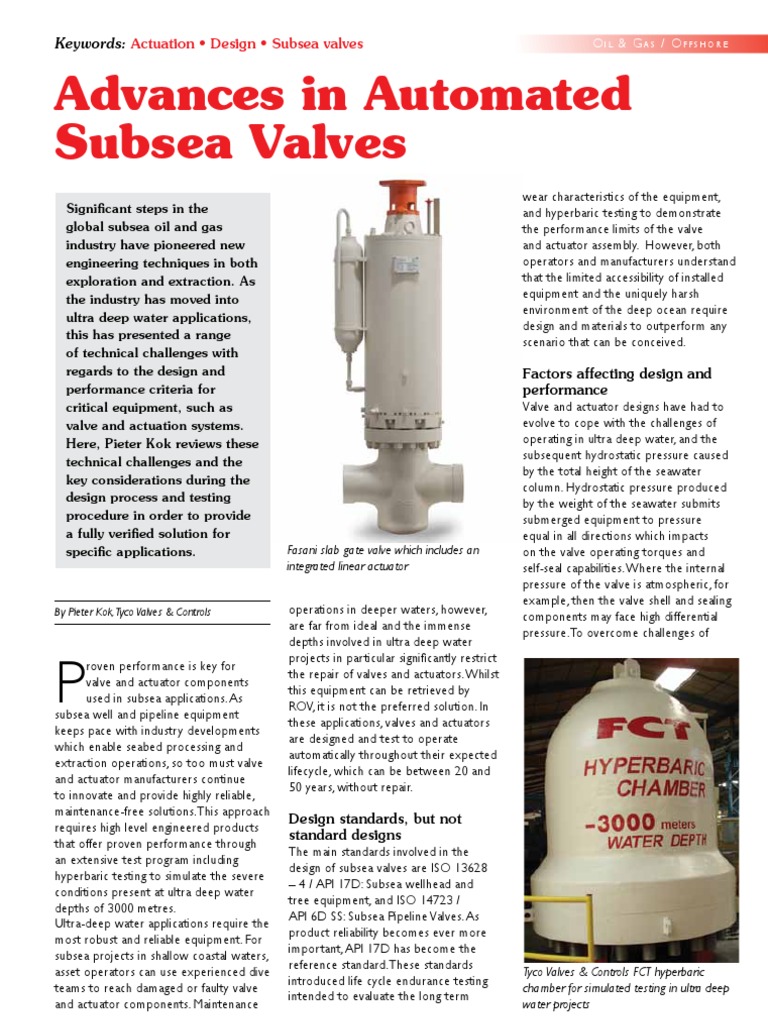 Advances in Automated Subsea Valves | PDF | Subsea (Technology) | Valve