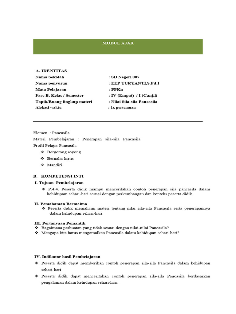 MODUL AJAR PKN | PDF | Karier & Perkembangan