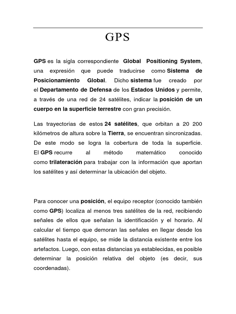 GPS | PDF | Sistema de Posicionamiento Global