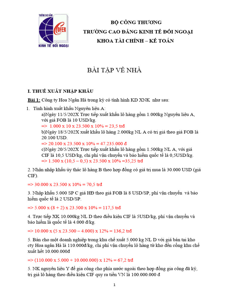 Btap Thuế Thầy Tú | PDF