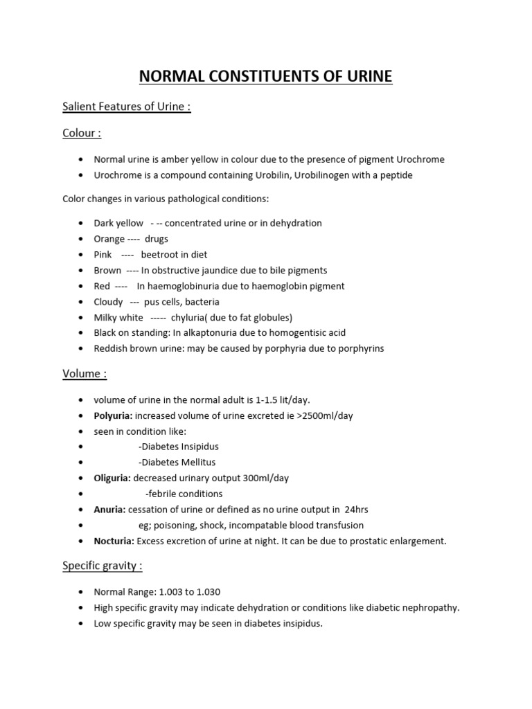 Normal & Abnormal Constituents of Urine-1 | PDF | Urine | Urea