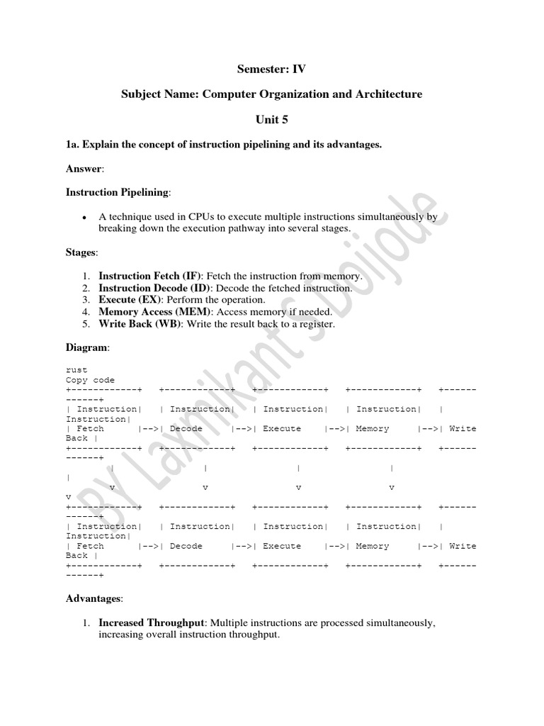 QUESTION BANK UNIT 5 - Computer Organization and Architecture | PDF | Parallel Computing ...