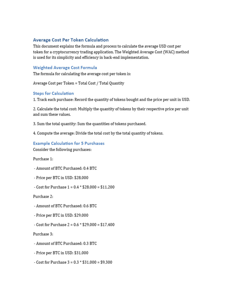 Average Cost Per Token Calculation Guide | PDF | Bitcoin | Cost