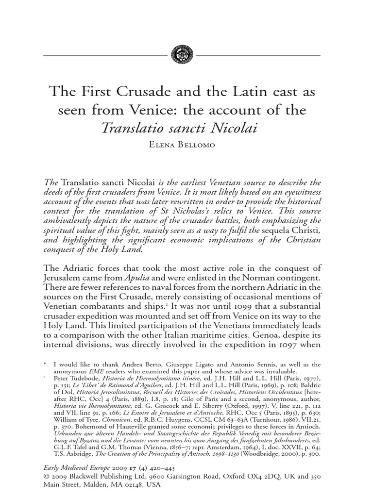 The First Crusade and The Latin East As | PDF | Crusades | Republic Of ...