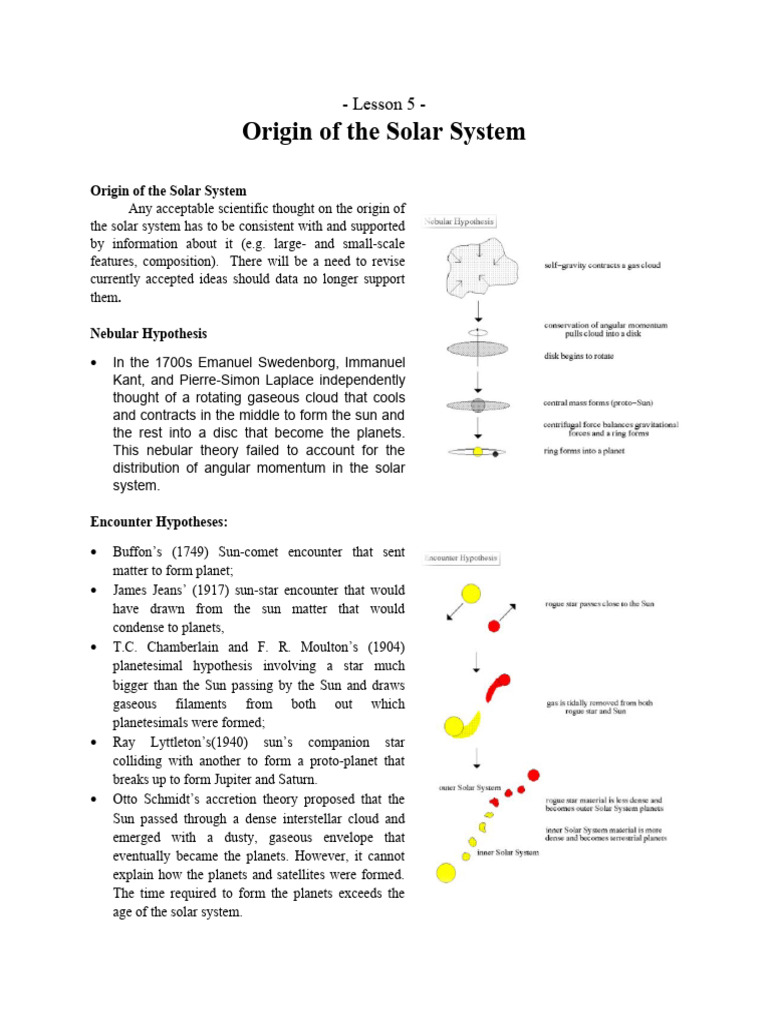 Q1-L05-UNIVERSE & THE SOLAR SYSTEM (Origin of The Solar System) | PDF | Formation And Evolution ...