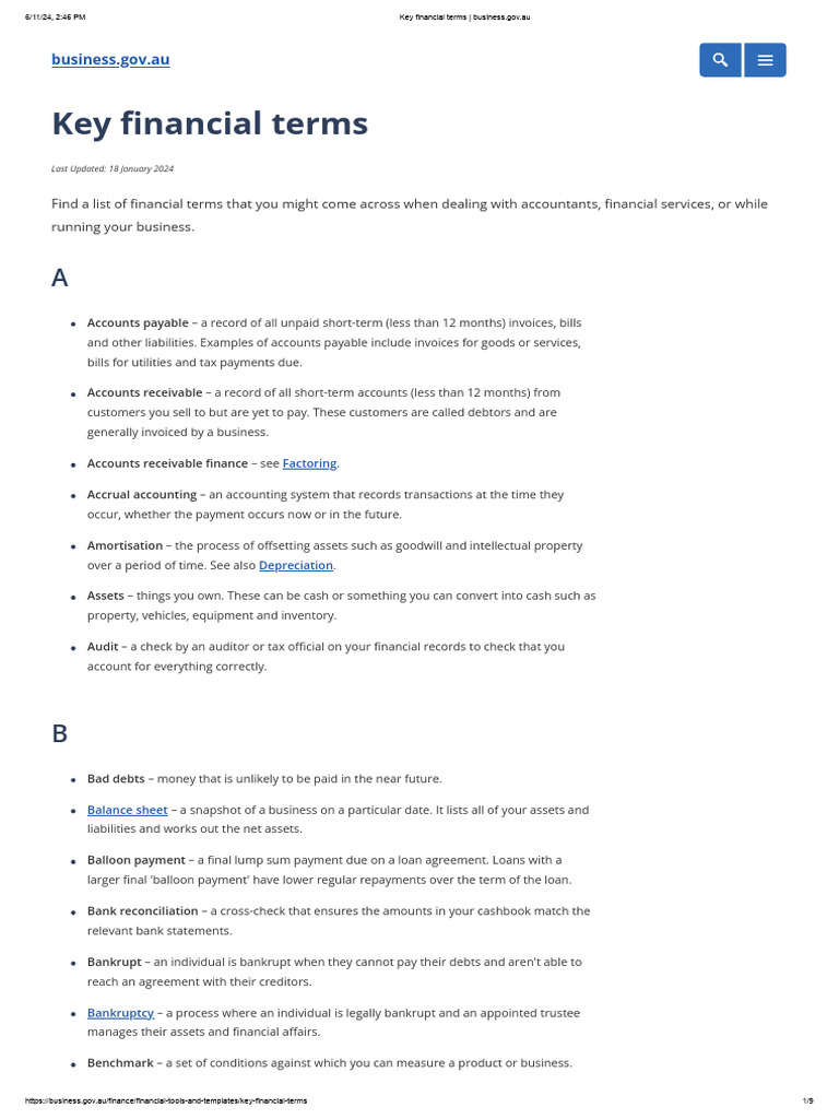Key Financial Terms | PDF | Finance & Money Management | Credit