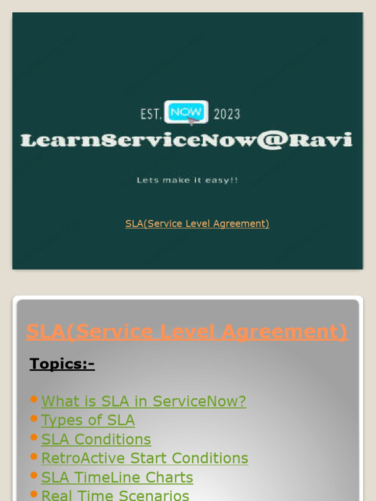 SLA in ServiceNow | PDF | Finance & Money Management