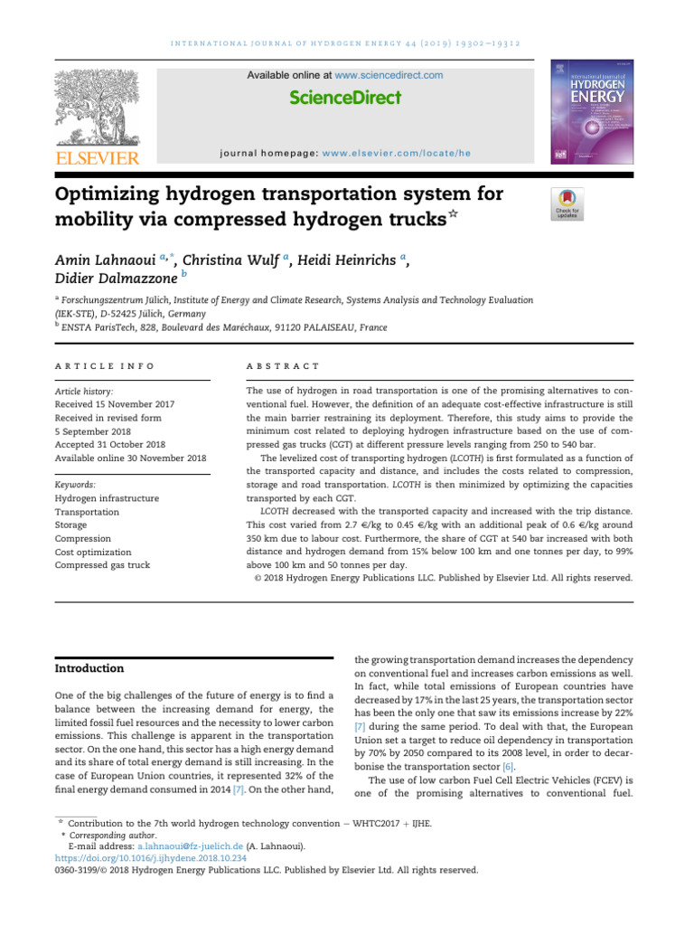 Optimizing Hydrogen Transport | PDF | Net Present Value | Transport