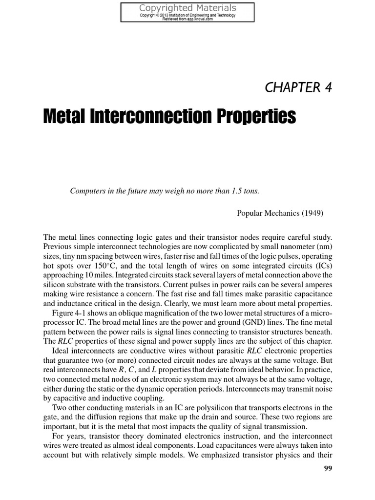 Metal Interconnect Resistance | PDF | Inductor | Inductance