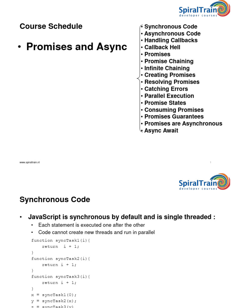 Promises and Async | PDF | Callback (Computer Programming) | Java Script Promises and Async | PDF | Callback (Computer Programming) | Java Script