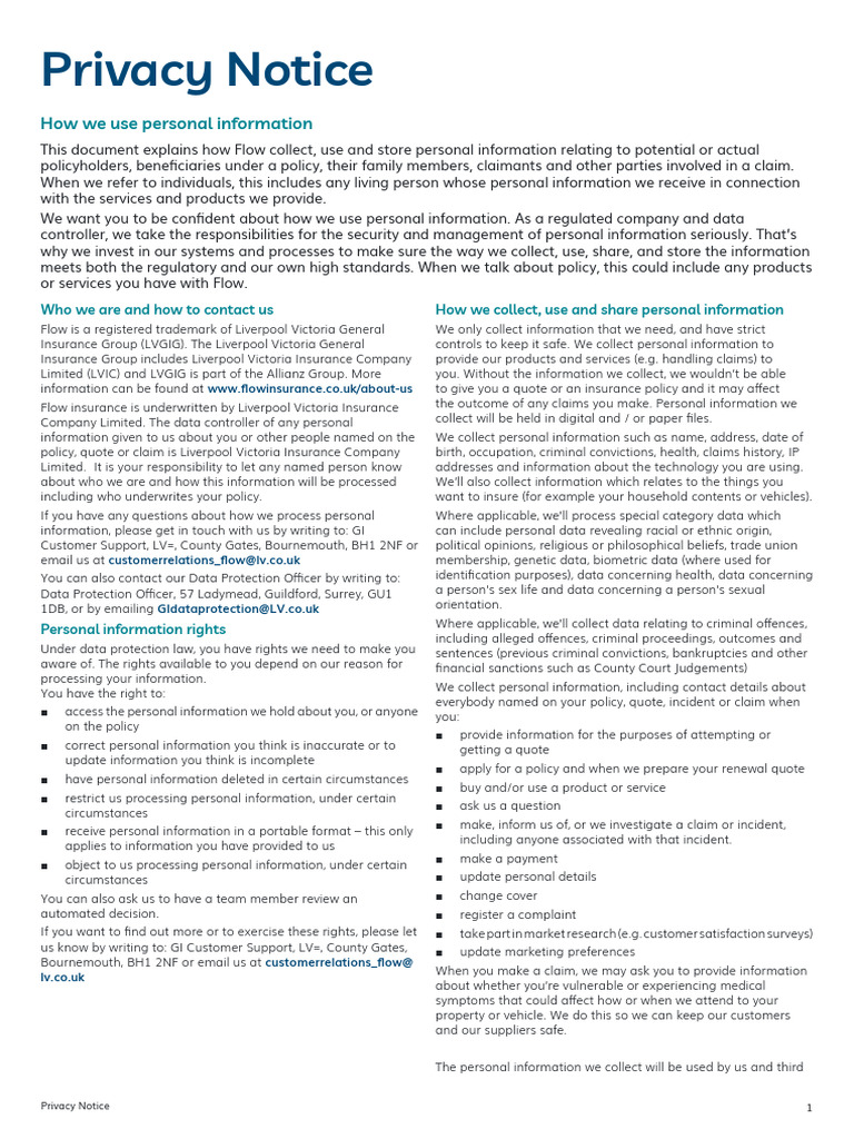 How We Use Your Personal Information Pdf Insurance Http Cookie