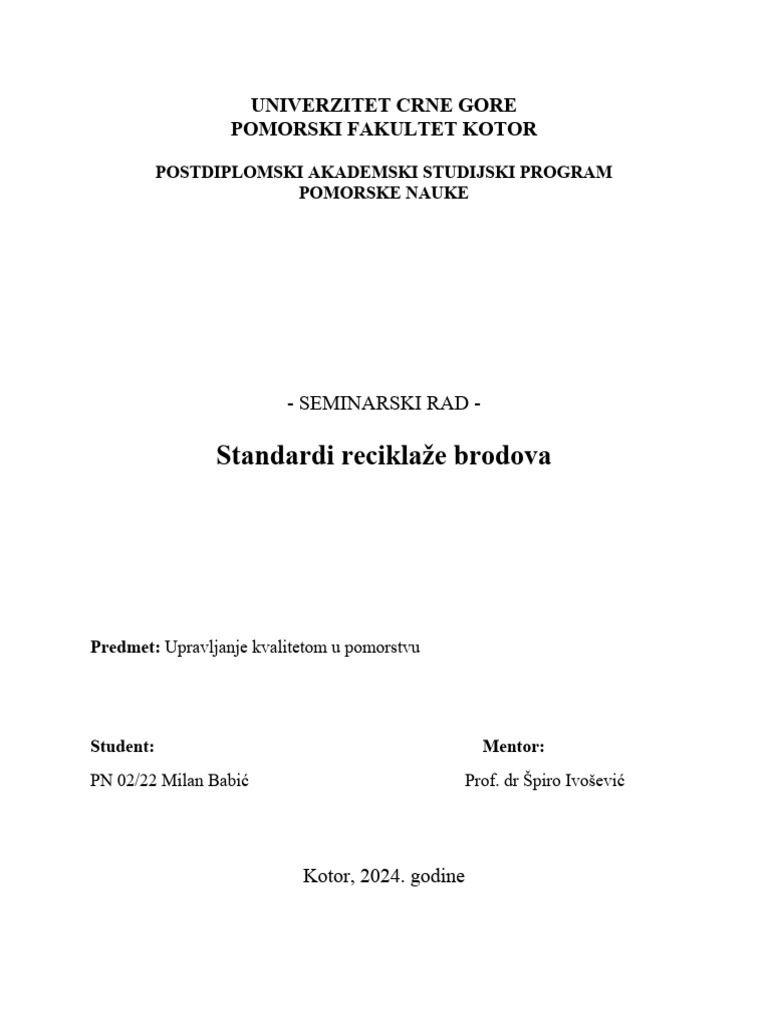 Template Za Izradu Seminarskog Rada | PDF