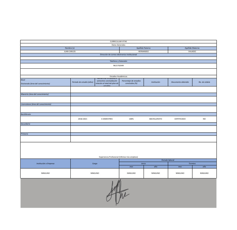 Curri Culum Vitae Confirma Autografa Hernandez Valadez Juan Carlos | PDF | Etapas educativas ...
